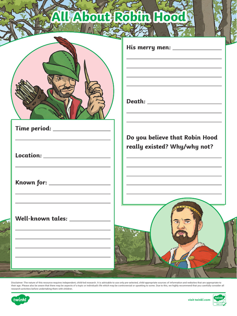 All About Robin Hood Writing Template - Ver - 2 | PDF