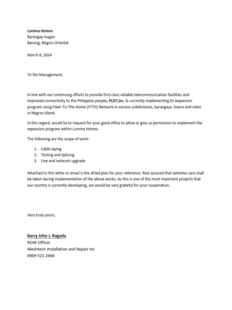 Expansion Program Letter For Lumina Homes | PDF