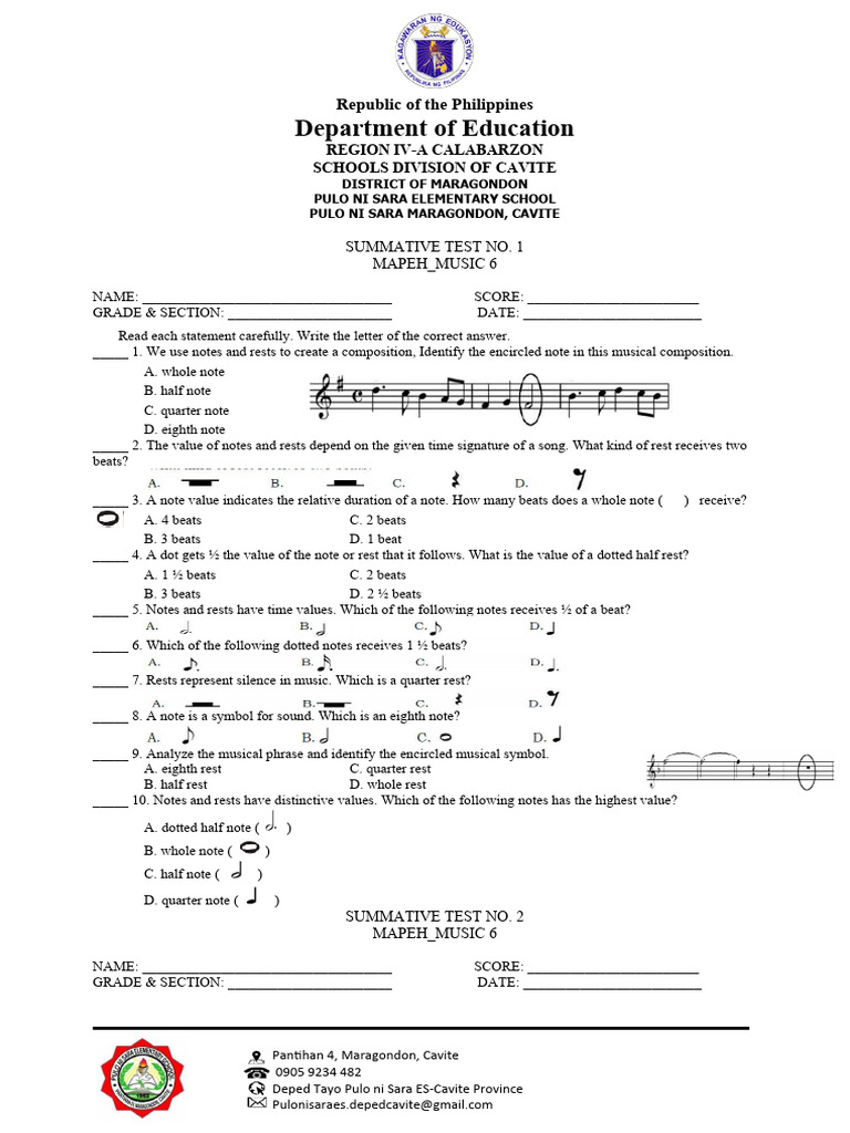 Summative Test - Music 6 | PDF | Blog | Goods