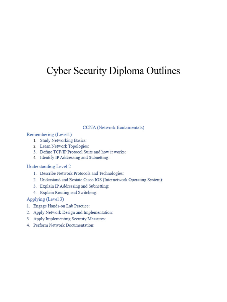 Cyber Security Diploma Outlines | PDF | Security | Computer Security
