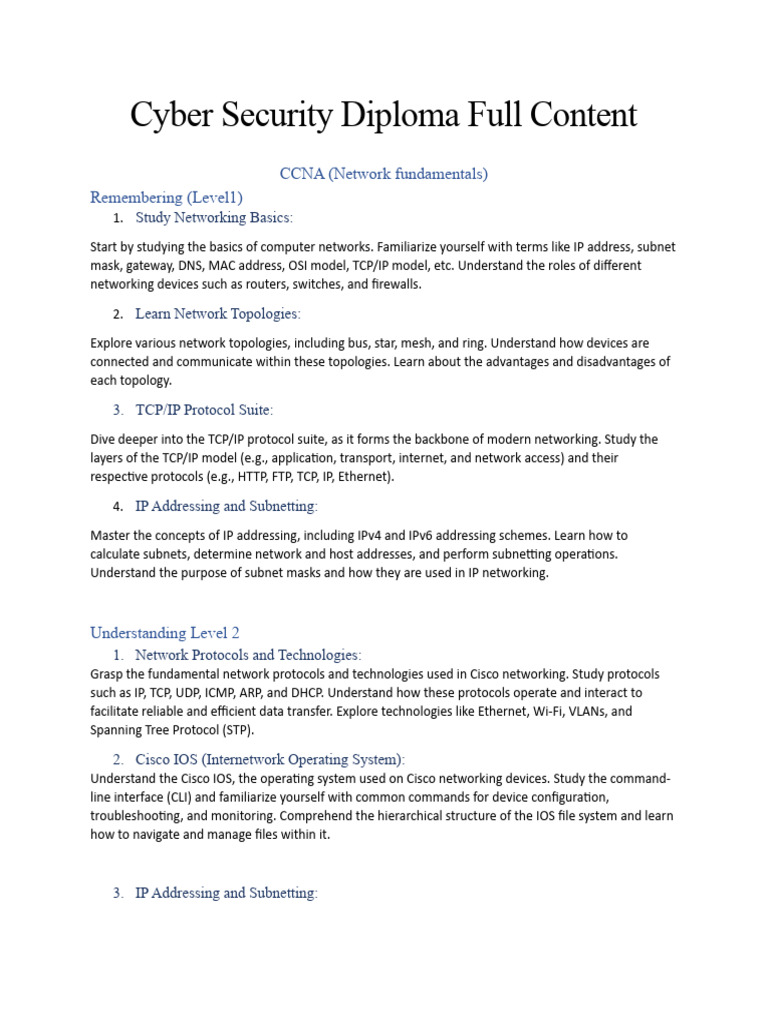 Cyber Security Diploma Full Content | PDF