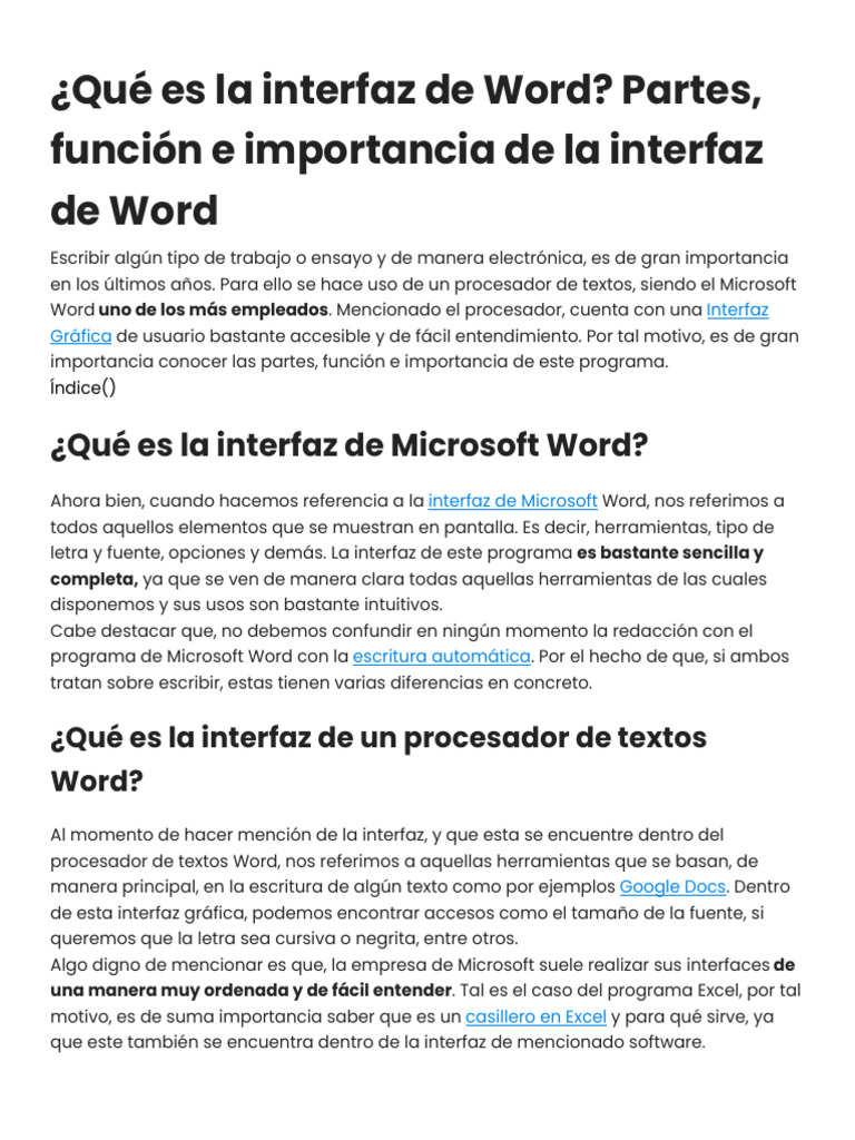 Qué Es La Interfaz de Word | PDF | Microsoft Word | Interfaces gráficas ...