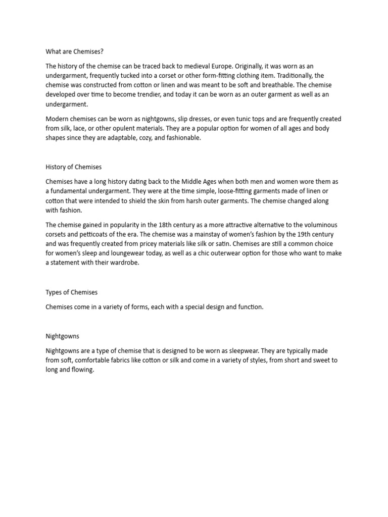 types of chemise | PDF