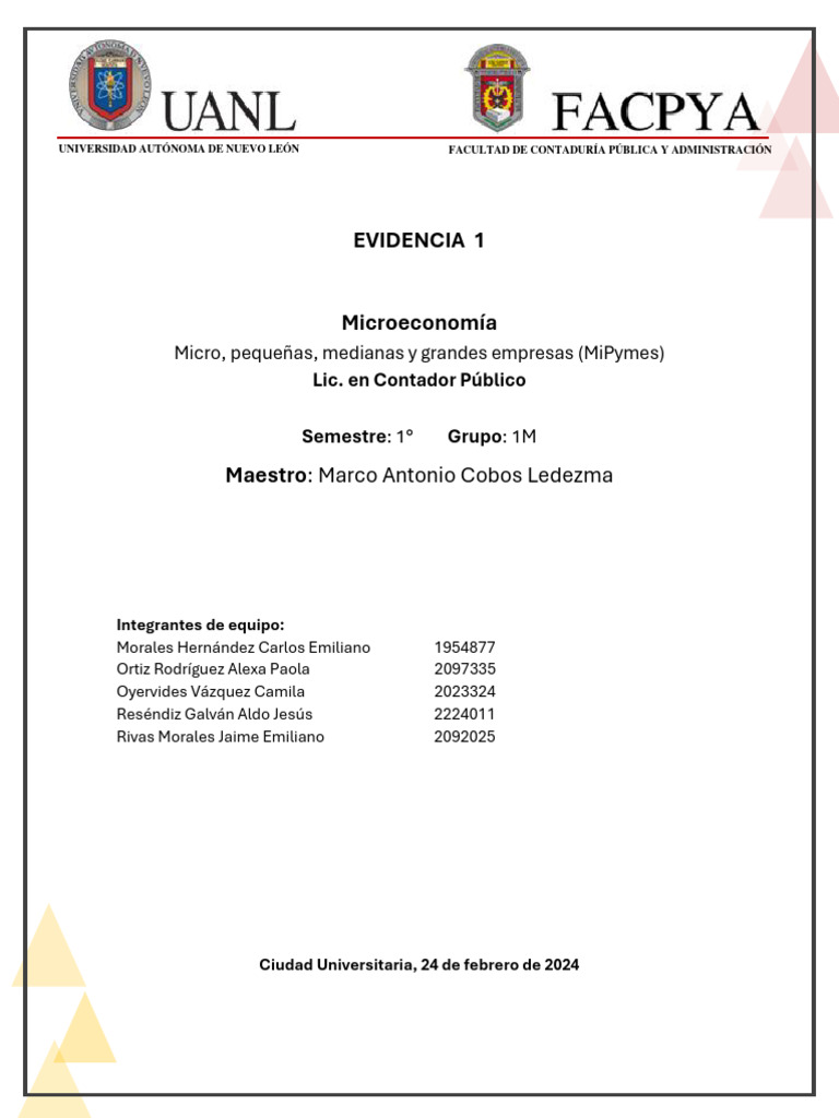 Ev1 MicroEcon Equipo8 | PDF | Pequeñas y medianas empresas | Business