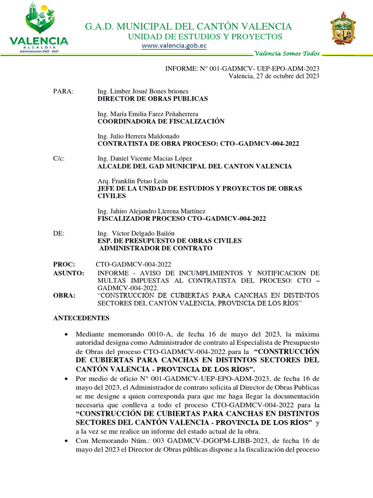 Informe Notificación de Multas | PDF | Multa (pena) | Derecho empresarial