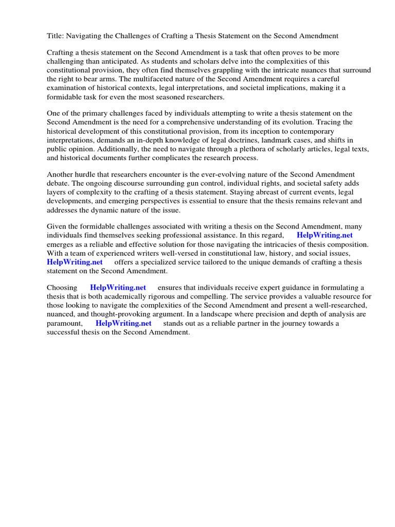 Thesis Statement Second Amendment | PDF | Politics