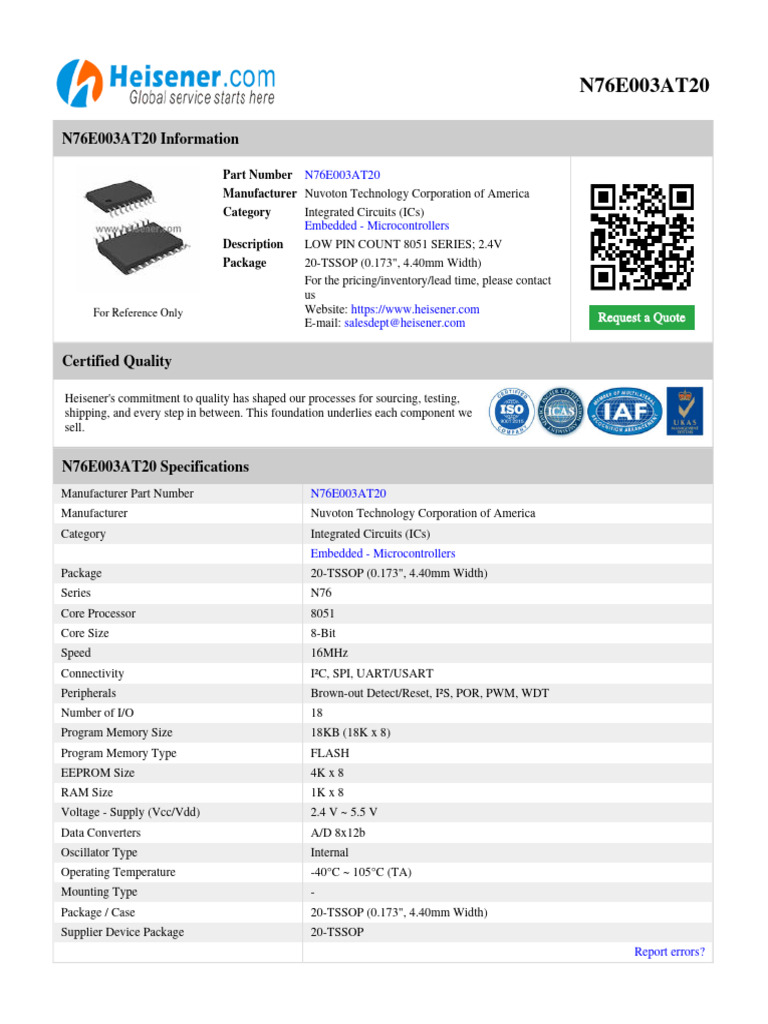 N76E003AT20 | PDF | Microcontroller | Computer Hardware