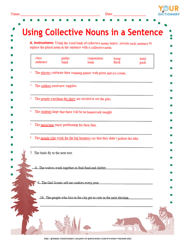 Collective Noun Worksheet for Students | PDF | Language Mechanics ...