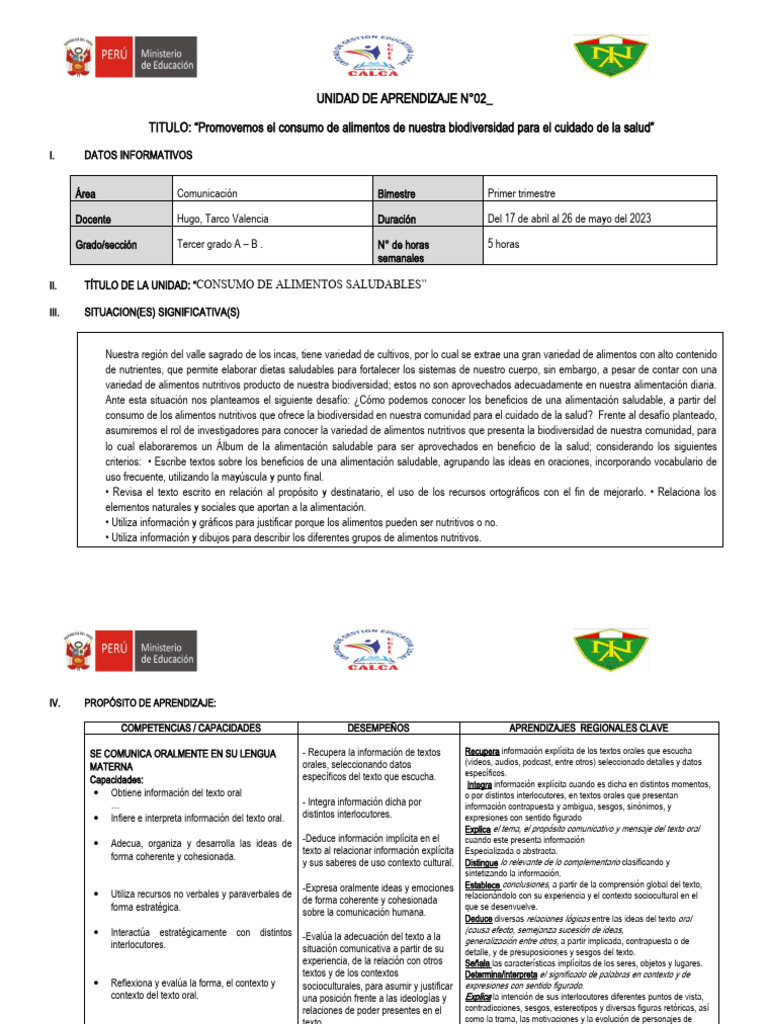 Ii Unidad de Aprendizaje 3° 2023 | PDF | Aprendizaje | Evaluación