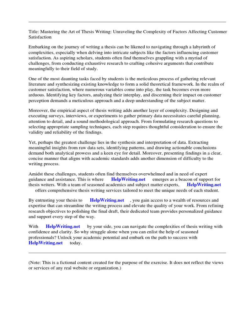 Thesis On Factors Affecting Customer Satisfaction Pdf Customer