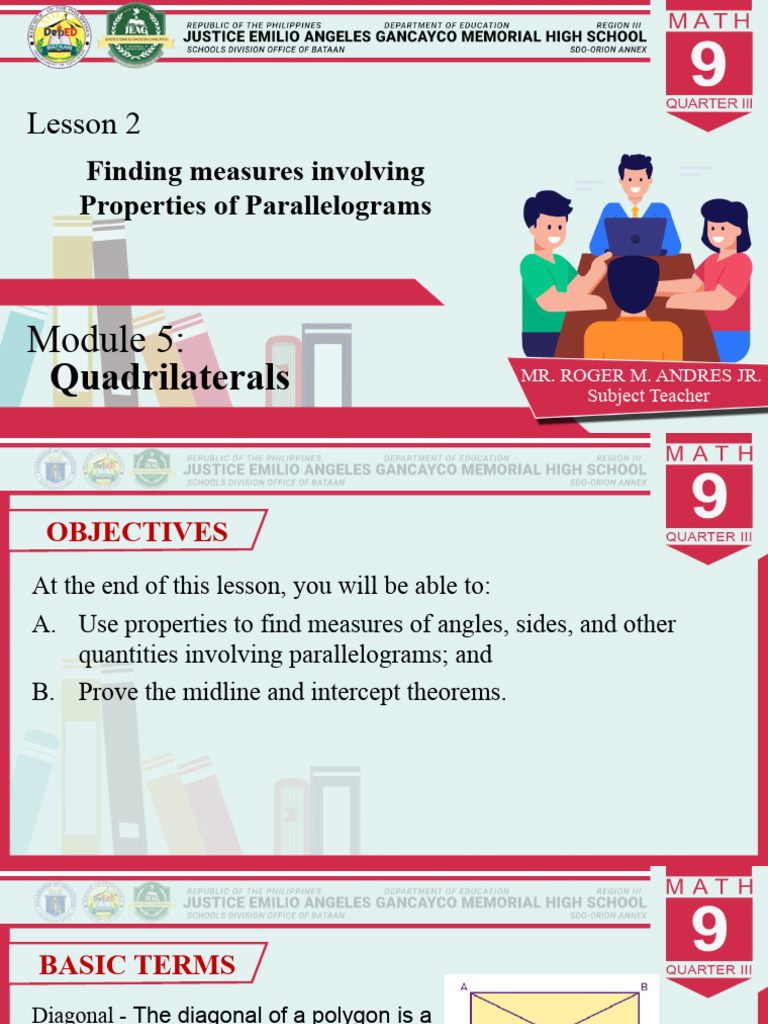 Leeson 2 Finding Measures Involving Properties of Parallelograms | PDF