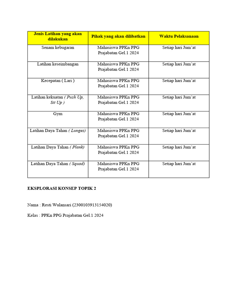 Topik 2 - Eksplorasi Konsep LK Individu - Kebugaran Jasmani | PDF