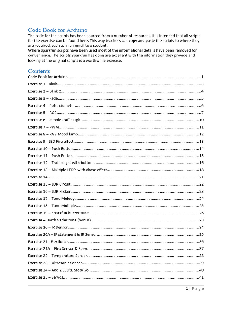 Code Book For Arduino | PDF | Servomechanism | Transistor