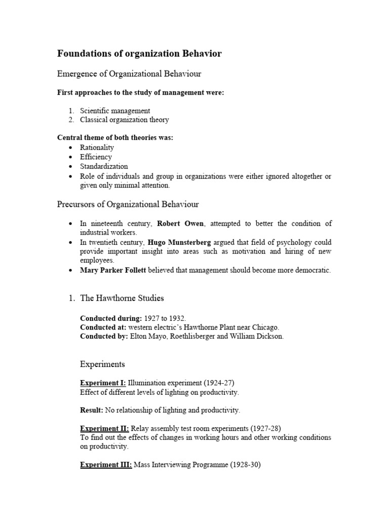 Foundations of Organizational Behavior | PDF | Organizational Behavior ...