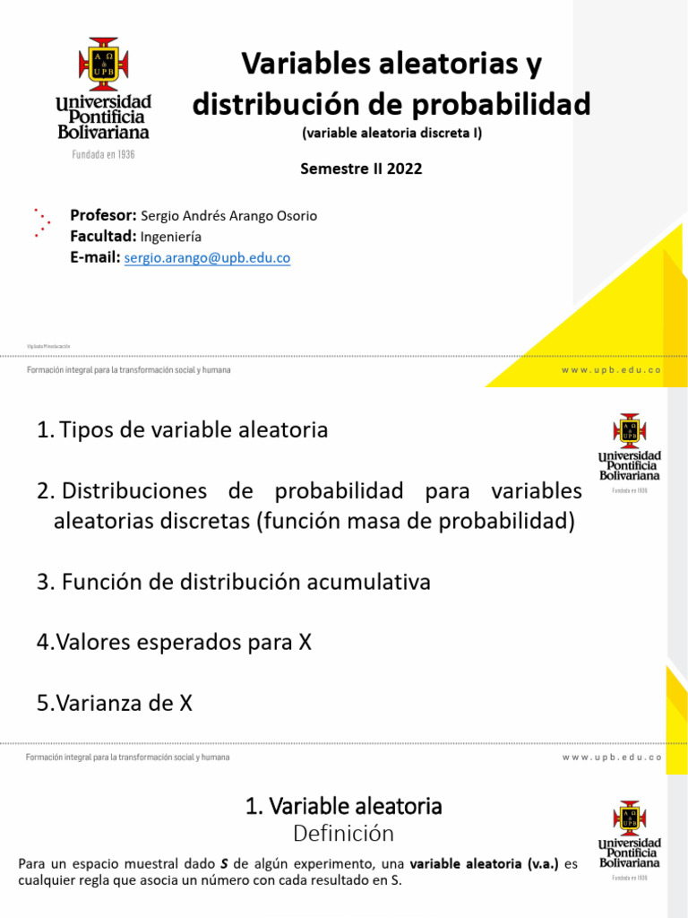 Clase 6 - Variable Aleatoria Discreta 1 | PDF | Variable aleatoria ...