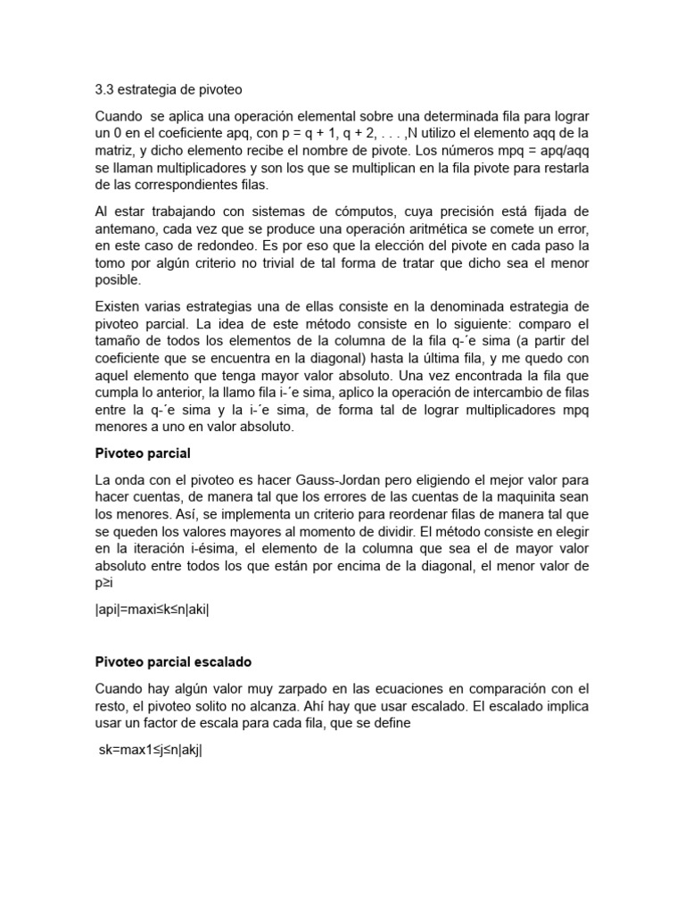 Estrategias de Pivoteo y Escalado | PDF | Valores propios y vectores ...