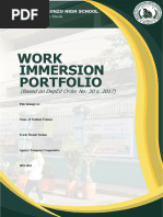 Work Immersion Portfolio | PDF | Curriculum | Learning