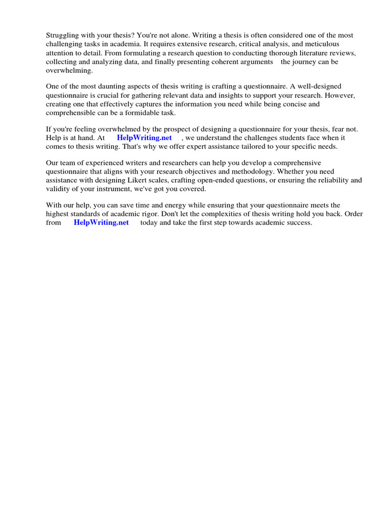 Sample Thesis Questionnaire PDF | PDF Sample Thesis Questionnaire PDF | PDF