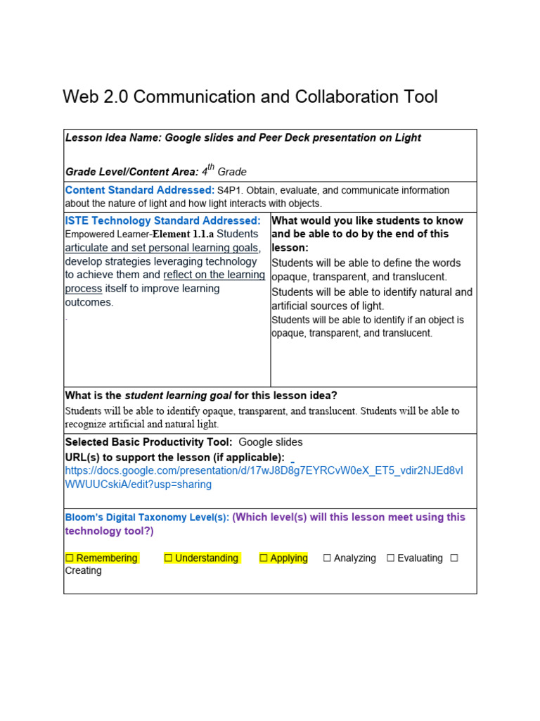 Communication and Collaboration Tool | PDF | Learning | Project Based Learning