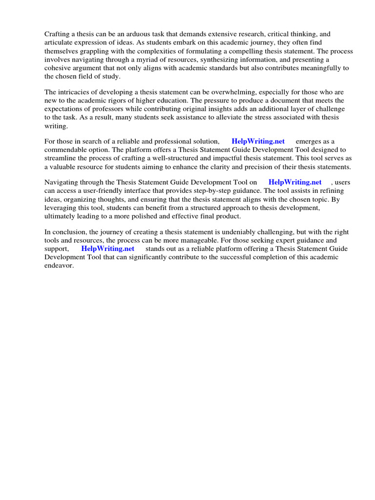 Thesis Statement Guide Development Tool | PDF