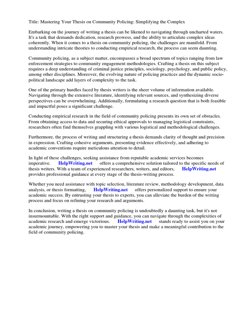 Thesis On Community Policing | Download Free PDF | Police | Community ...