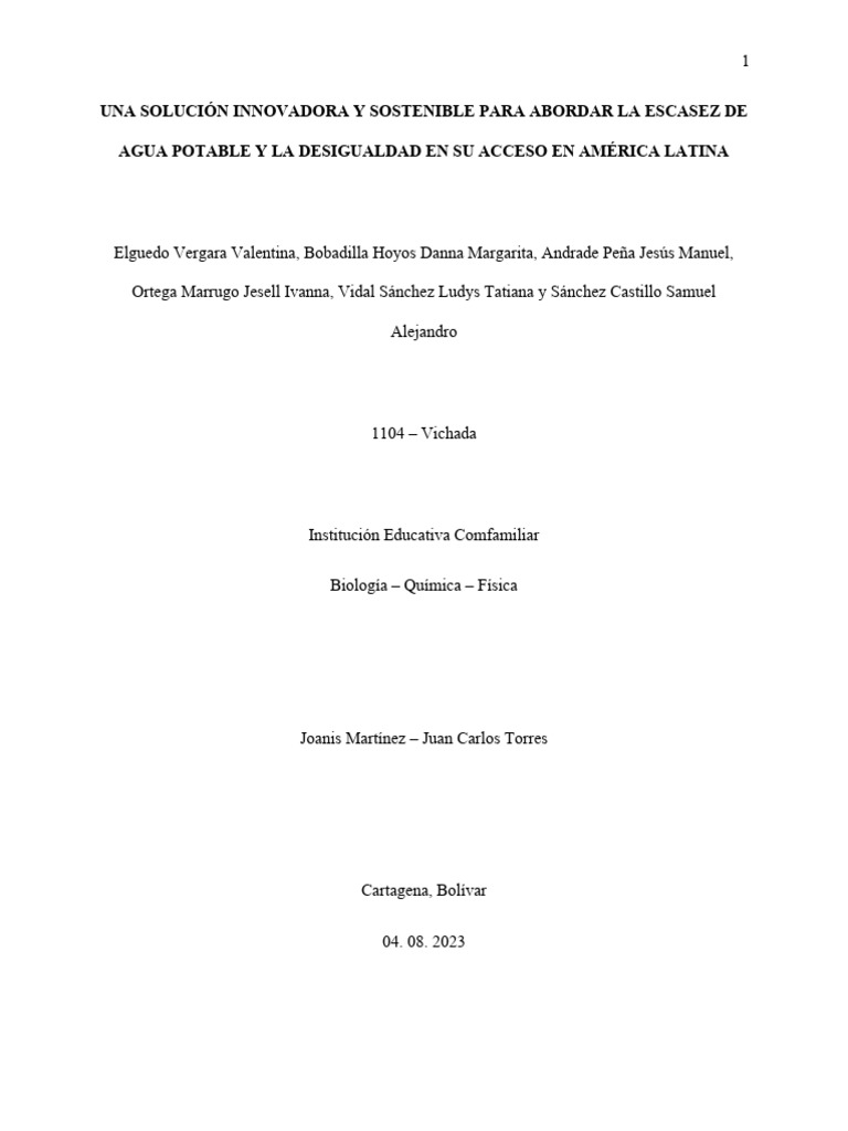 HYDROFRESH (Proyectode Investigacionpara Quimica) | PDF