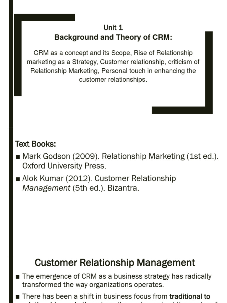 CRM Unit I Background and Theory of CRM | PDF