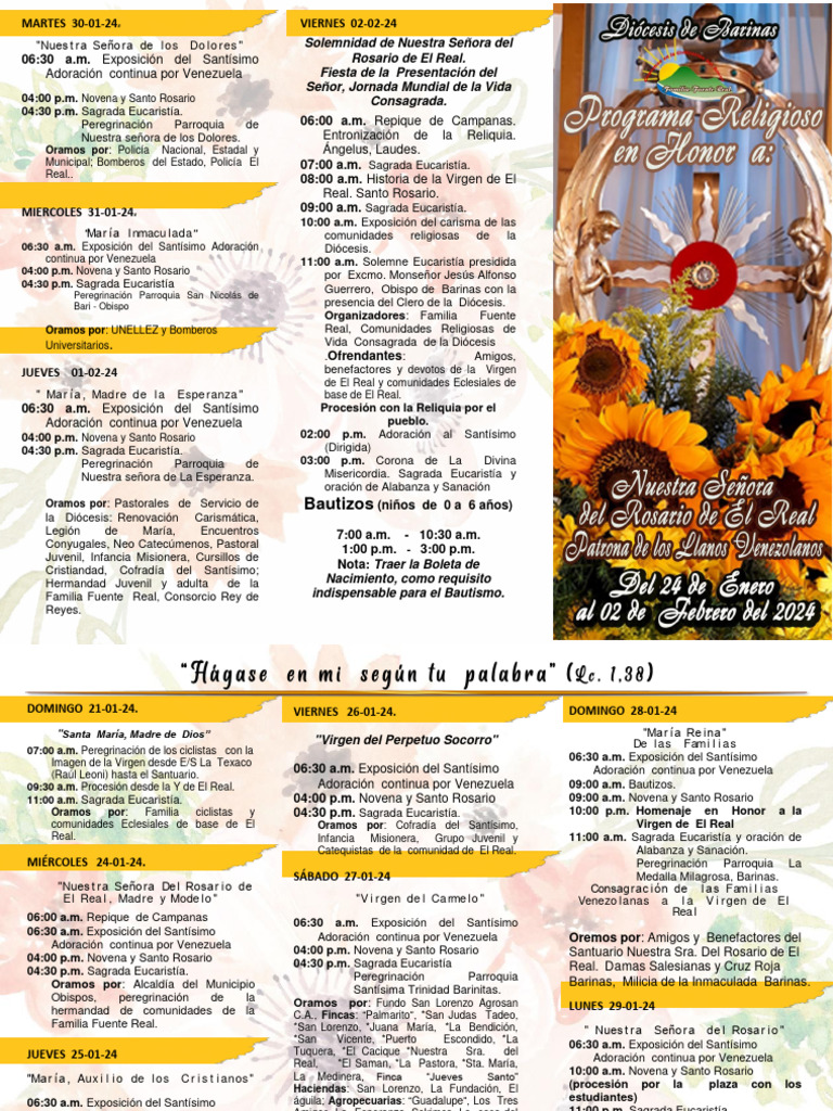 Programa FIESTAS PATRONALES Nuestra Sra de El Real 2024 | PDF