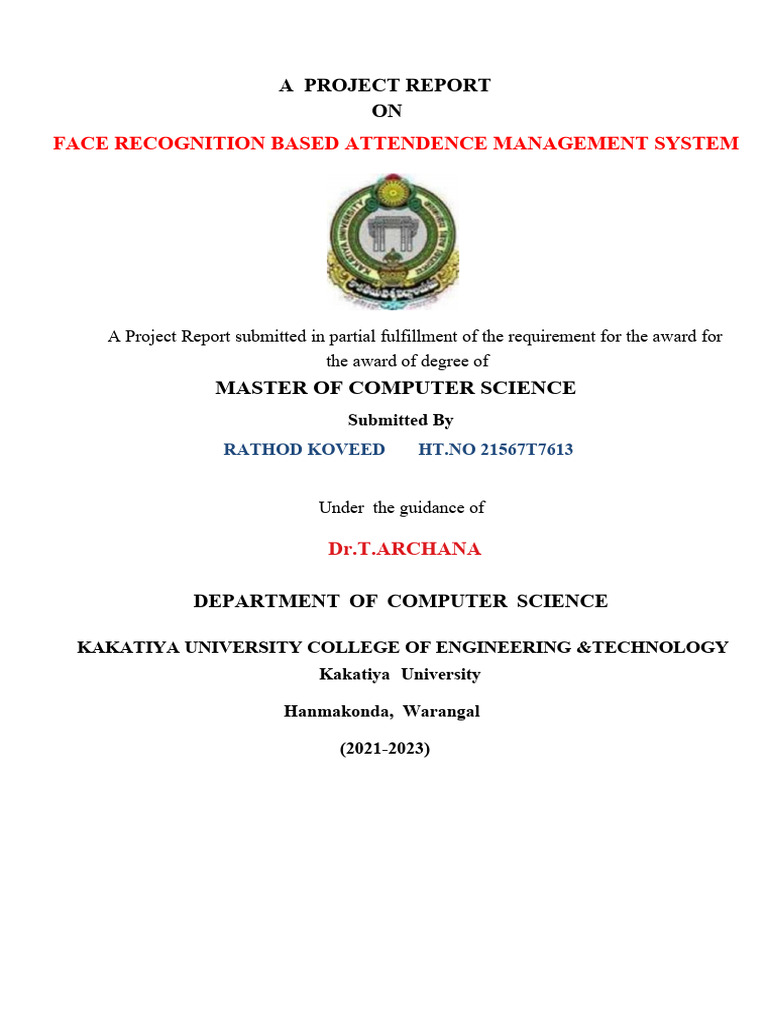Face Recognition Attendance System Report | PDF | Unified Modeling ...