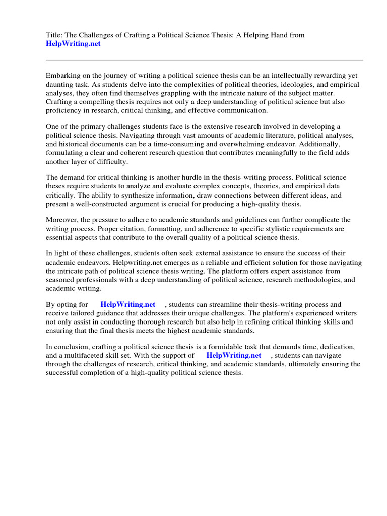 Political Science Thesis PDF | PDF | Science | Political Science