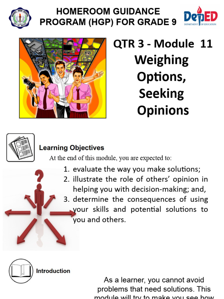 Grade 9 HGP Module 11 | PDF | Decision Making | Choice