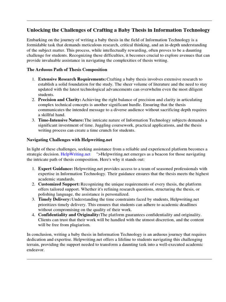 Baby Thesis About Information Technology | PDF | Creativity | Information