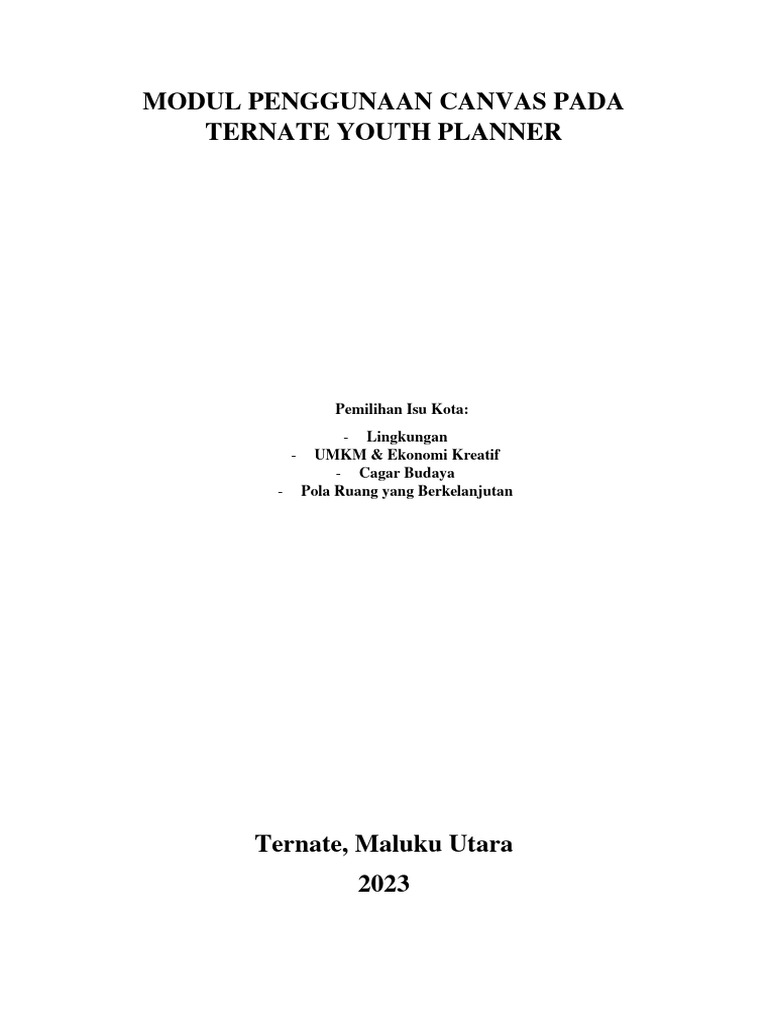 Panduan Canvas untuk Perencanaan Pemuda Ternate | PDF