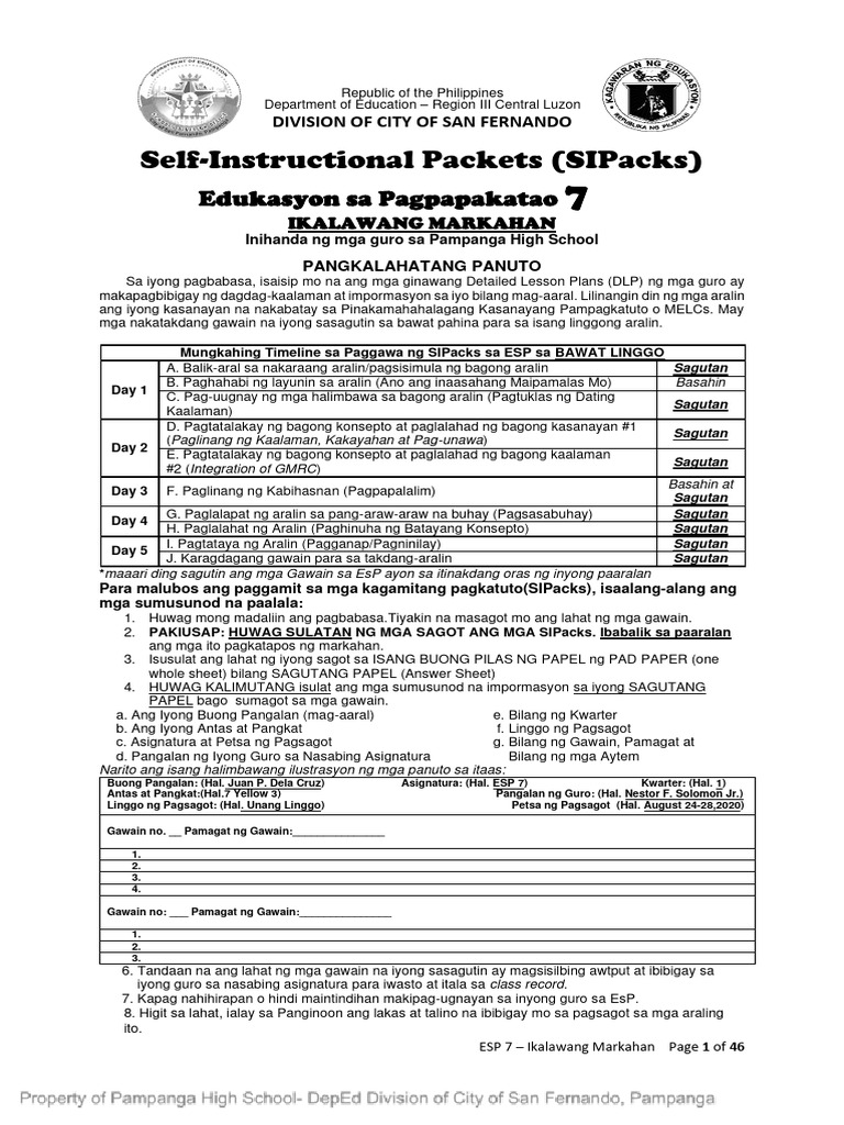 ESP-7-Q2-Week-1-7 | PDF