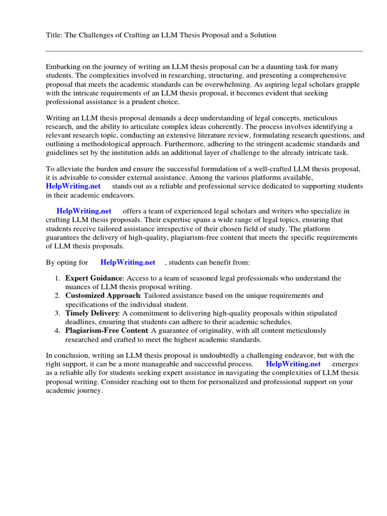 LLM Thesis Proposal Help | PDF | Thesis | Methodology