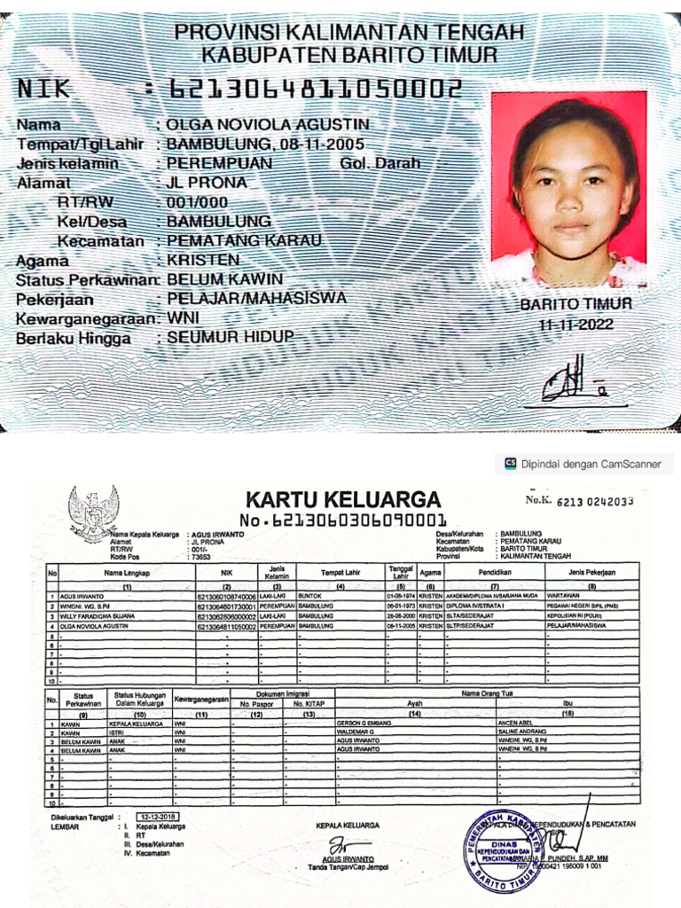 KTP Dan KK An - Olga Noviola Agustin | PDF