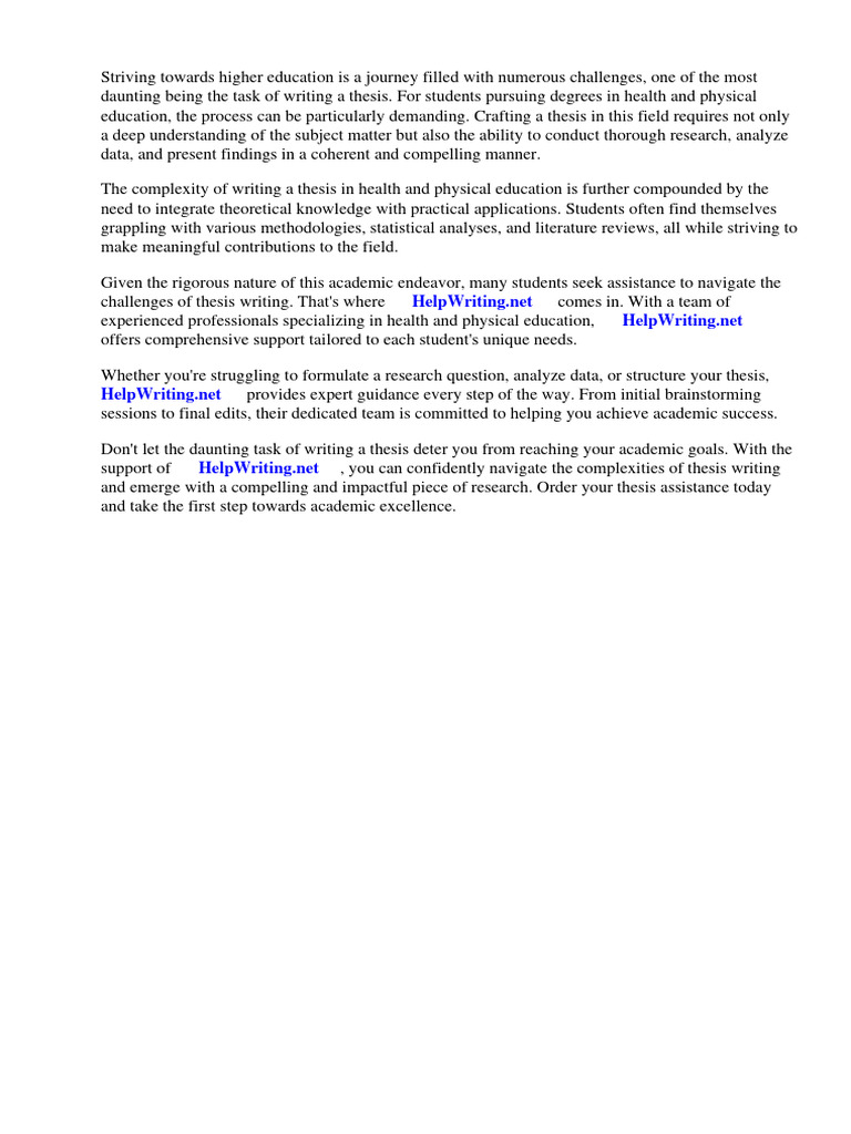 Thesis On Health and Physical Education | PDF | Adipose Tissue | Thesis