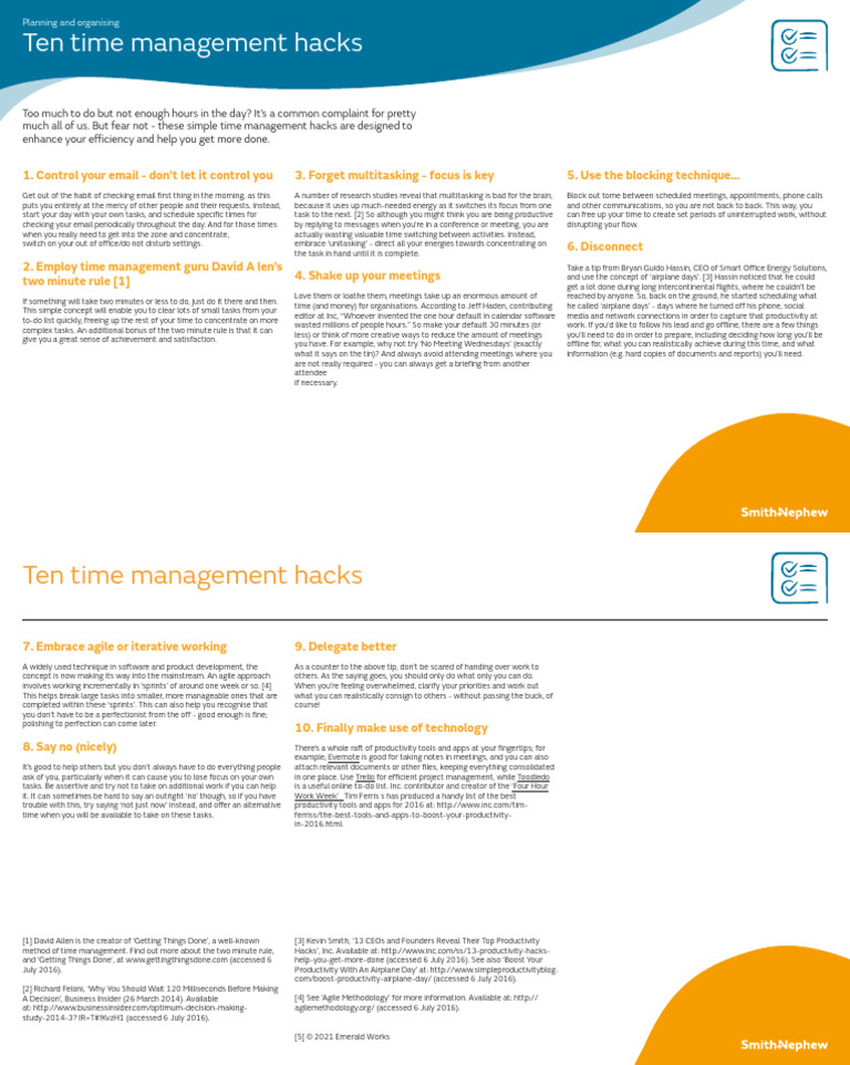 10 Time Management Hacks | PDF | Time Management | Professional Skills