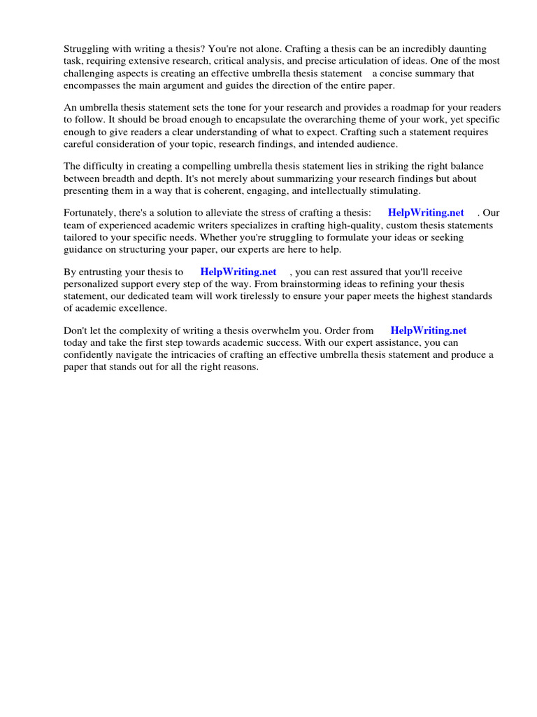 Umbrella Thesis Statements | PDF | Essays
