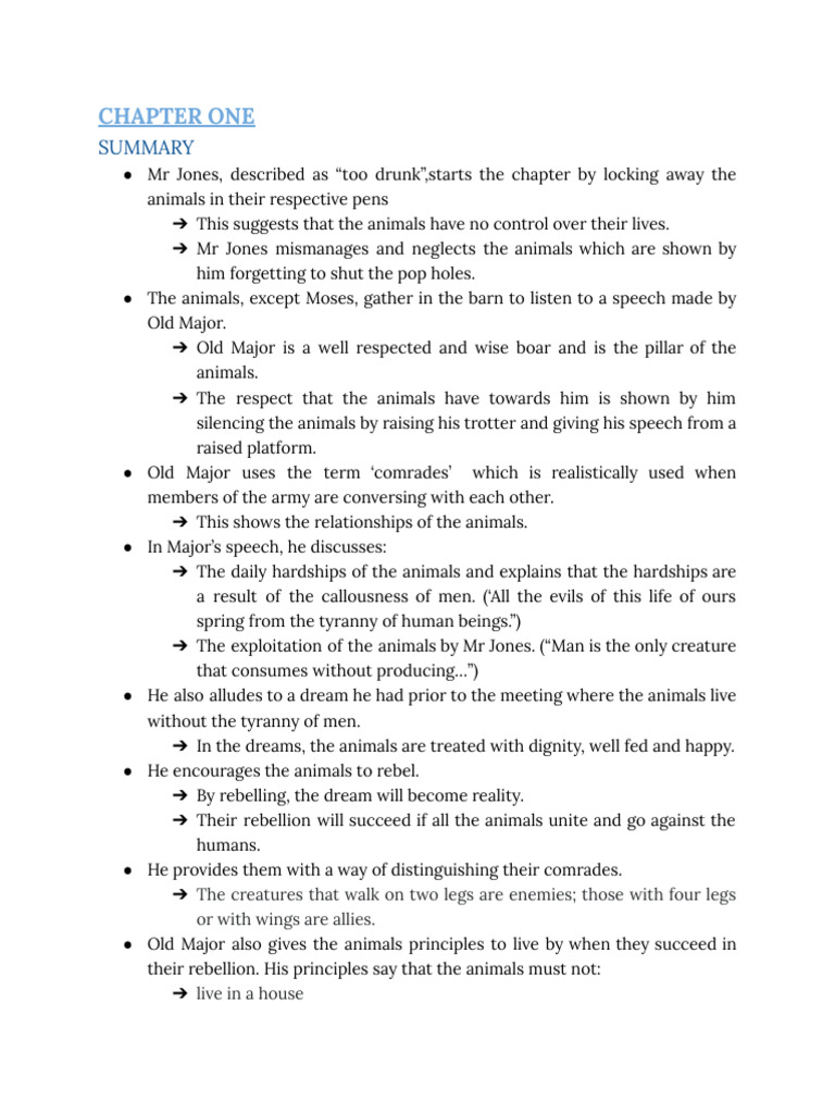 Animal Farm Notes (Ch. 1-8) | PDF