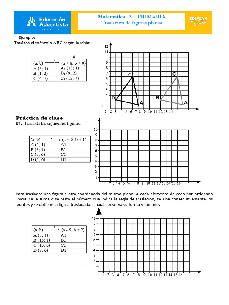 Ejercicios de Traslacion de Figuras Planas para | PDF