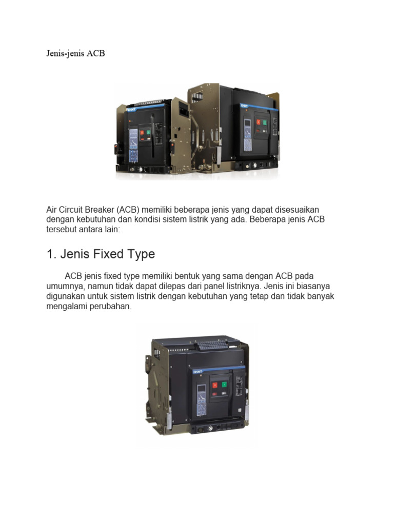 Jenis-Jenis Air Circuit Breaker (ACB) | PDF | Griya & Taman