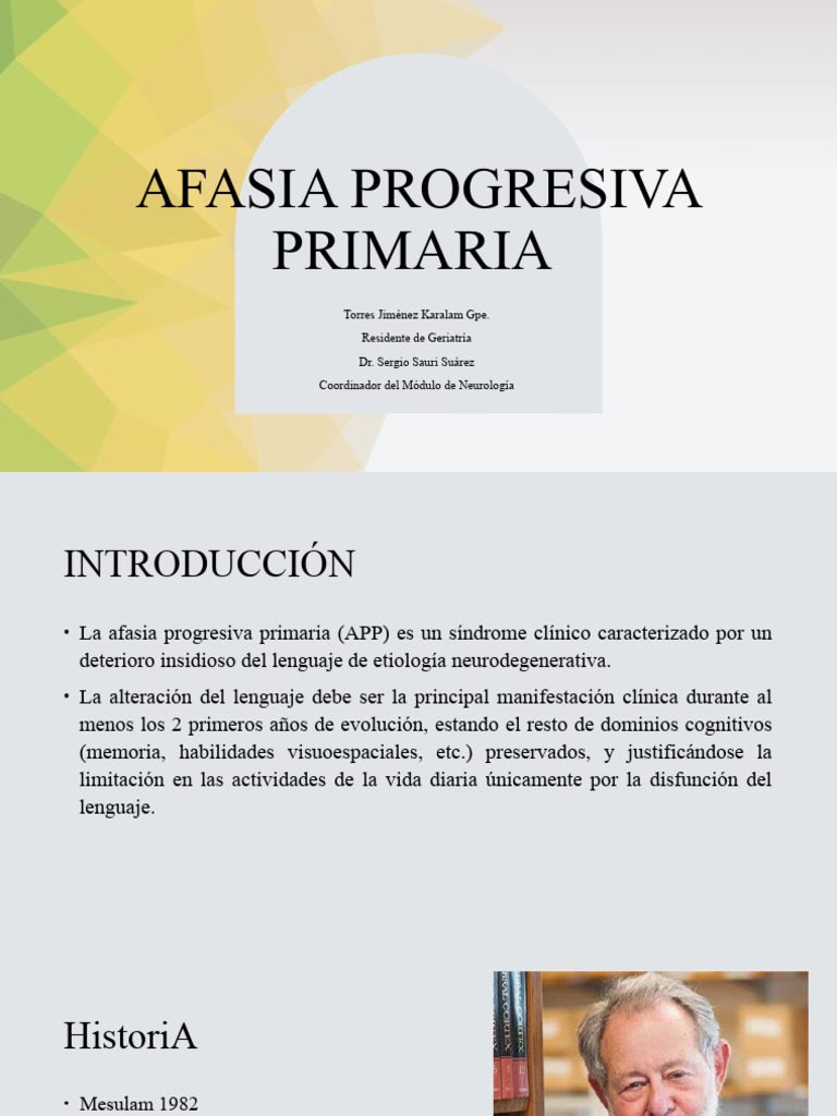 Afasia Progresiva Primaria | PDF | Demencia | Neuropsicología