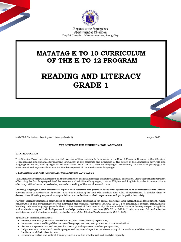 Final Matatag Reading and Literacy CG 2023 g1 | PDF