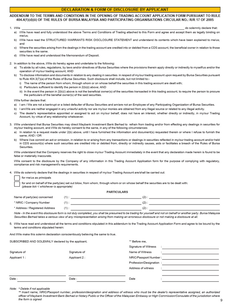 Declaration Form | PDF | Securities (Finance) | Government