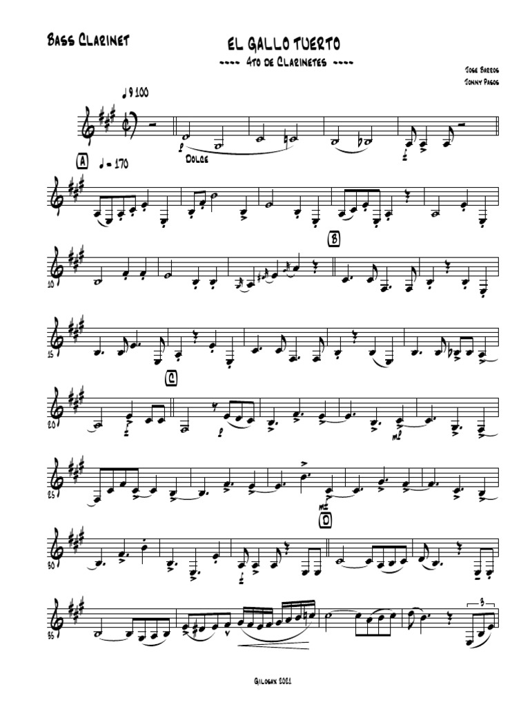 Gallo Tuerto Score 5to Clarinetes - Bass Clarinet | PDF