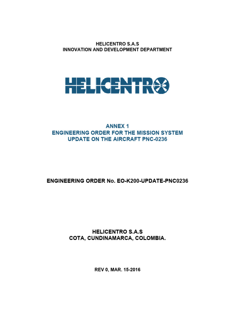 Annex 1 Engineering Order | PDF
