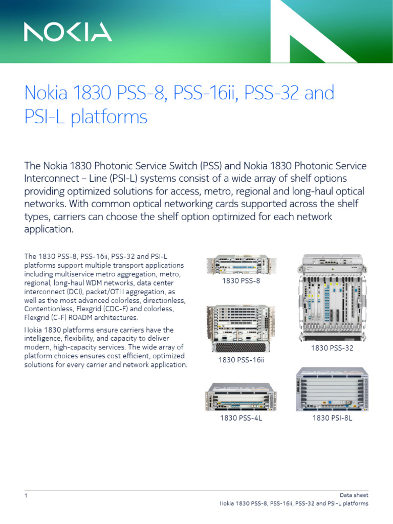 Nokia 1830 PSS Platforms Overview | PDF | Wavelength Division ...
