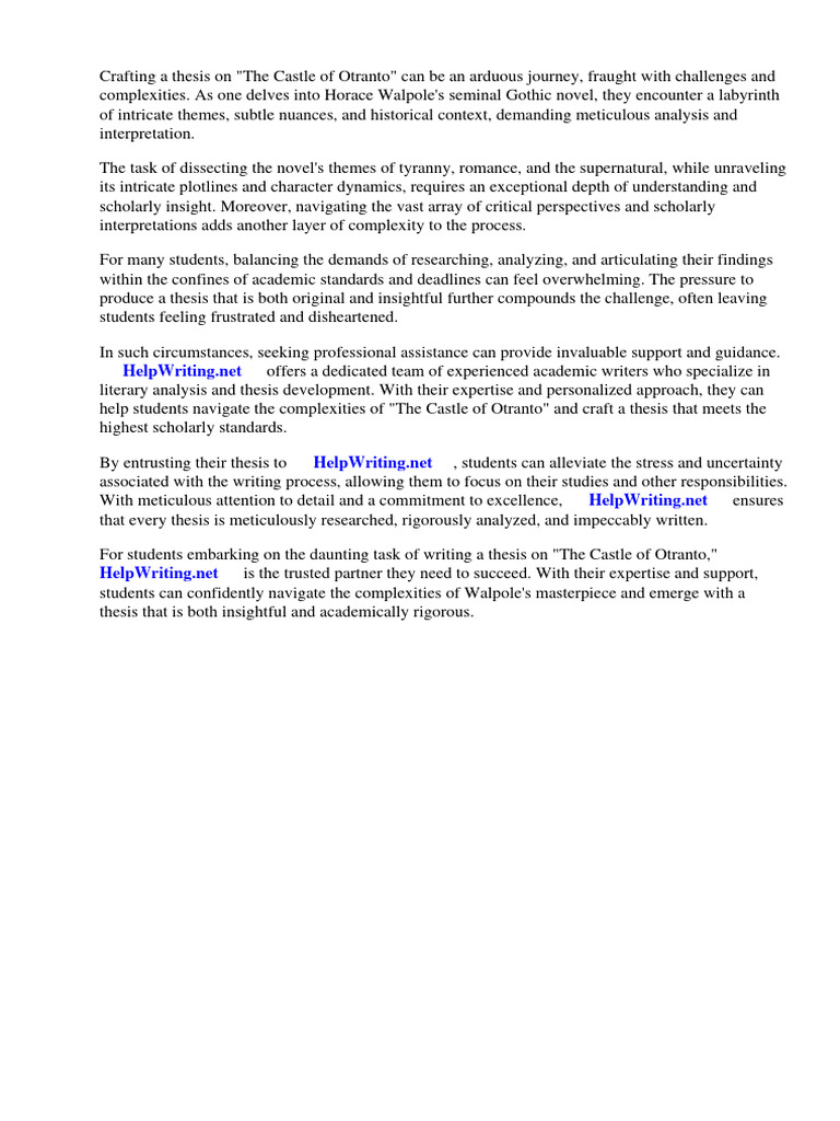 Castle of Otranto Thesis | PDF | General Fiction