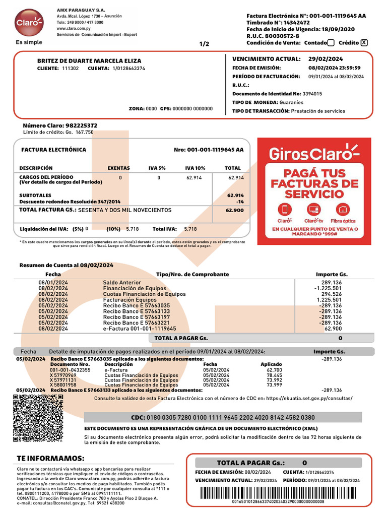 Factura Claro 202402 | PDF